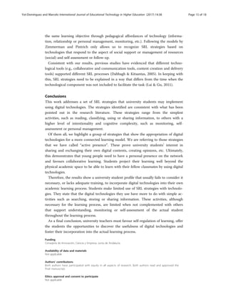 University students’ self-regulated learning using digital technologies ...