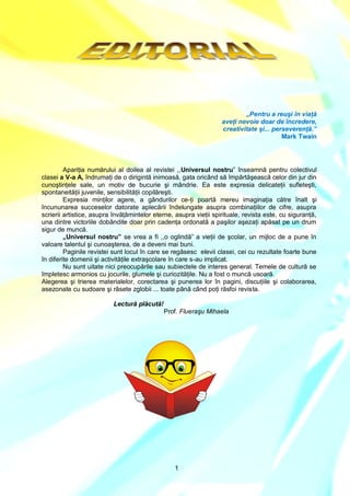 Universul nostru nr.2 - revista clasei a V-a A | PDF