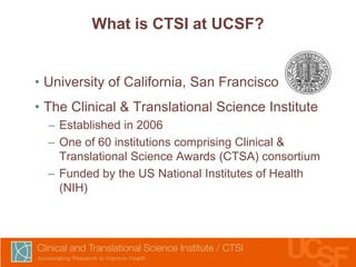 Fostering Collaboration at UCSF - presented at Univ of Melbourne ...