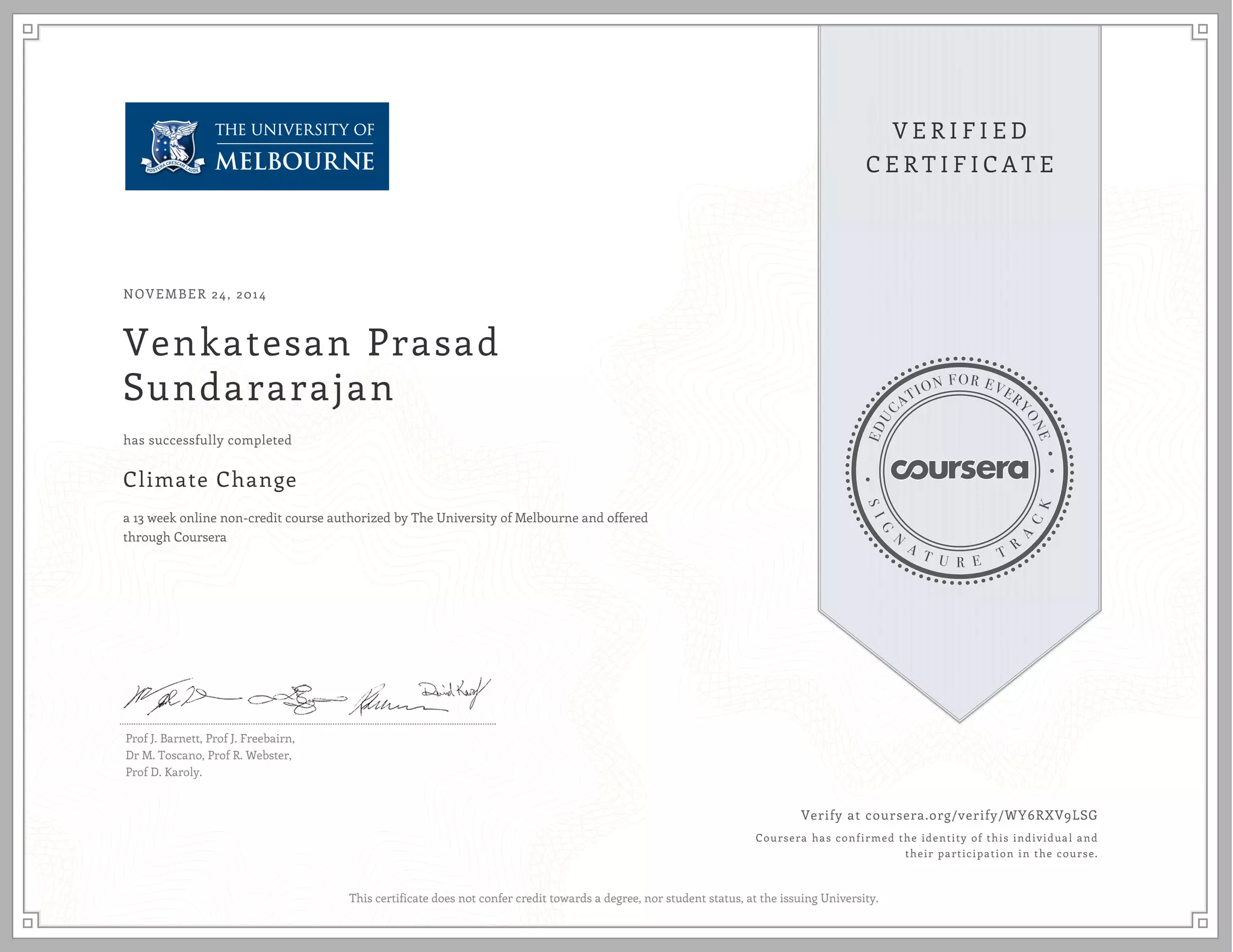 University of Melbourne - Climate Change Certificate VPS 2014 | PPT
