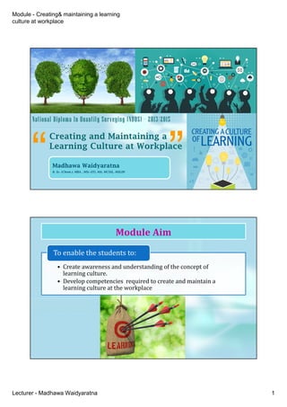 Creating Learning Culture at Workplace | PDF