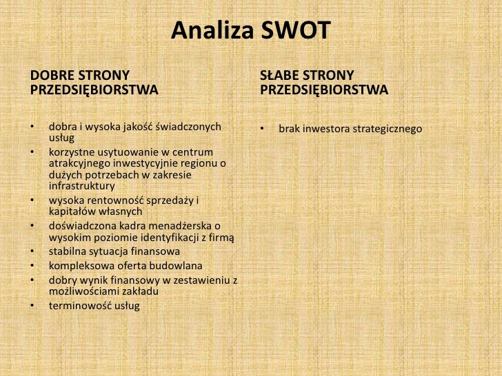 Analiza Swot Przykady Firmy I Osoby Szanse I Zagroenia