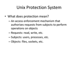 Unix system protection and history features | PPT
