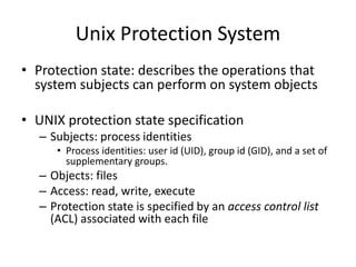 Unix system protection and history features | PPT