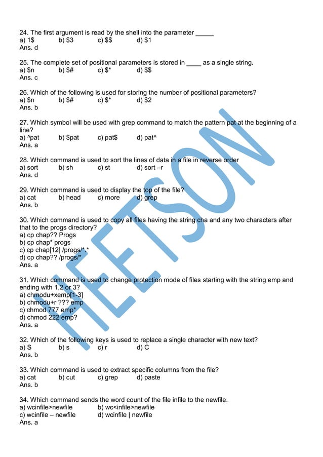 Unix Questions Os And Commands Mcq With Answers Pdf
