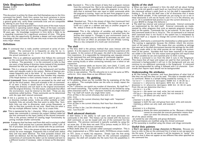 Unix quicksheet | PPT