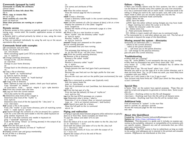 Unix quicksheet | PPT