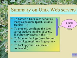 Unix Web servers and FireWall | PPT