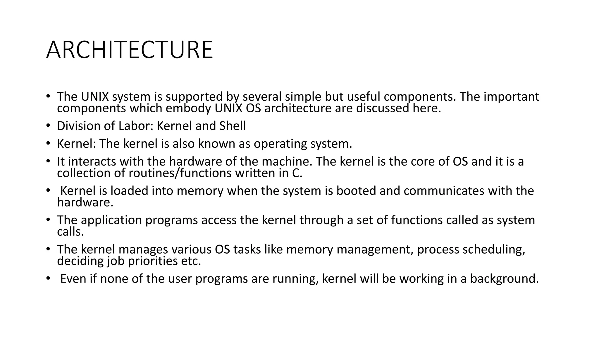 Unix Details File System Architecture Directory Pptx Operating Systems Computer Software