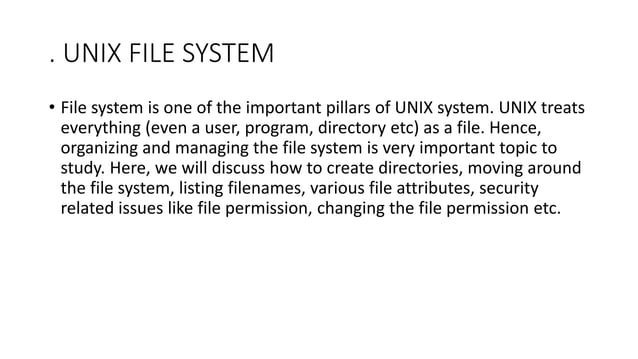 unix details file system, architecture, directory | PPT