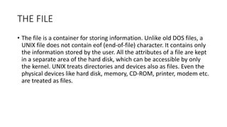 unix details file system, architecture, directory | PPTX