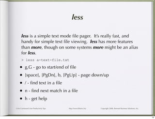 Unix Command Line Productivity Tips | PPT