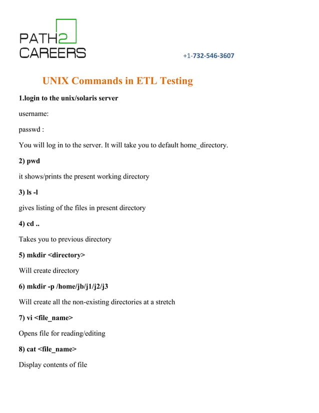Unix Commands In Etl Testing Pdf Computing Technology And Computing