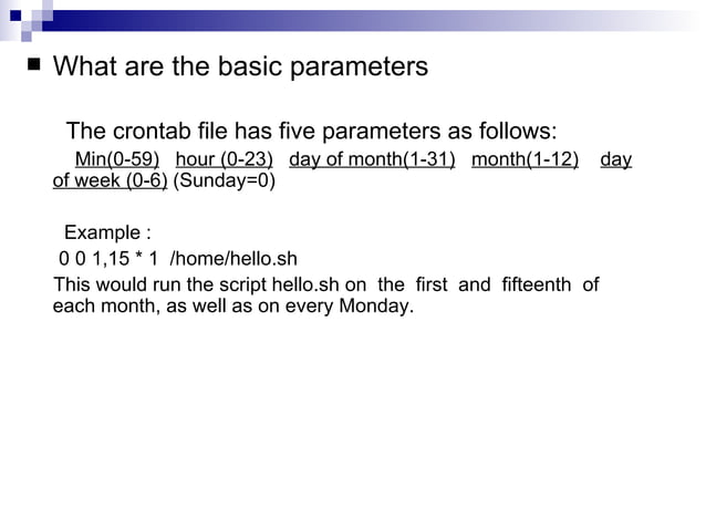 Unix Crontab Basics Ppt