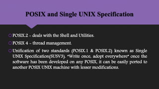 Unix features, posix and single unix specification | PPT