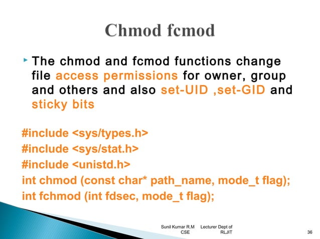 Unix file api’s | PPT | Operating Systems | Computer Software and Applications