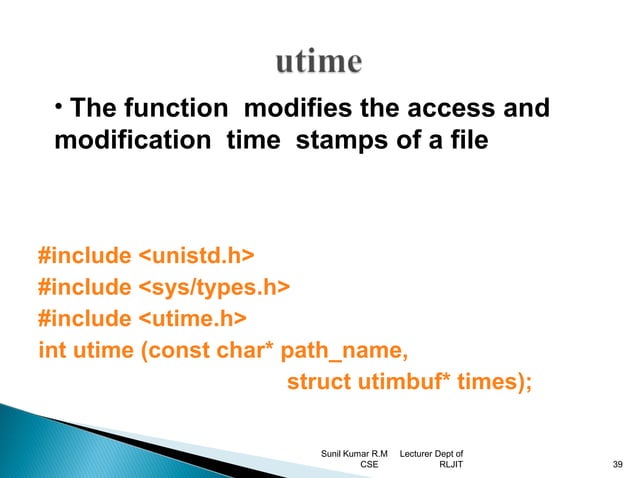 Unix file api’s | PPT | Operating Systems | Computer Software and Applications