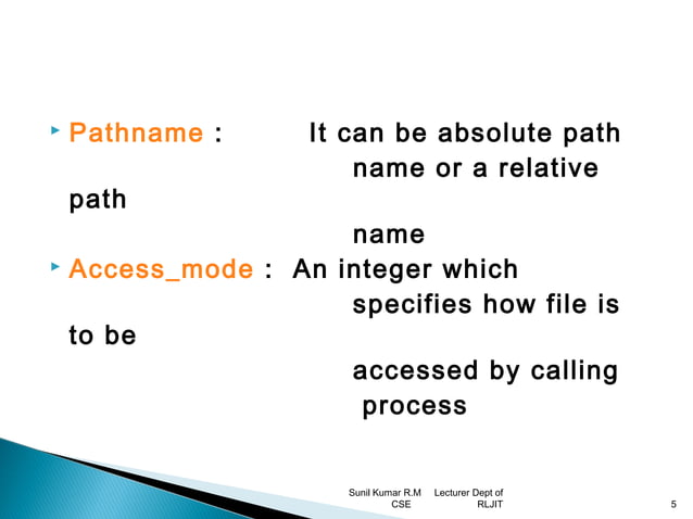 Unix file api’s | PPT | Operating Systems | Computer Software and Applications