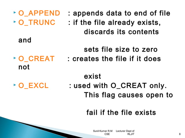 Unix file api’s | PPT | Operating Systems | Computer Software and Applications