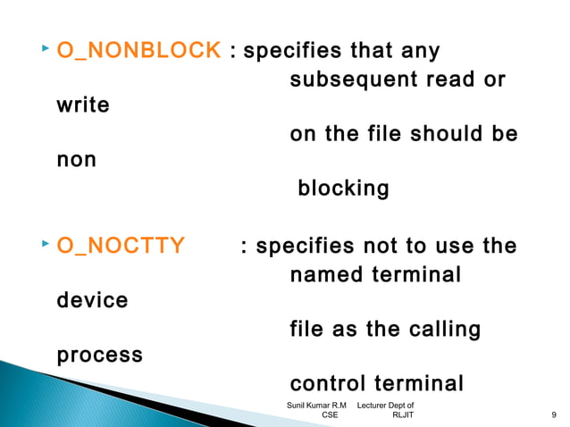 Unix file api’s | PPT | Operating Systems | Computer Software and Applications