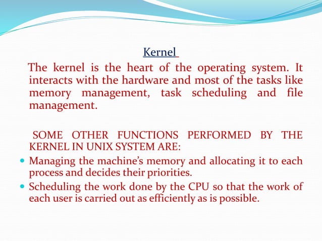 Unix operating system architecture with file structure | PPTX