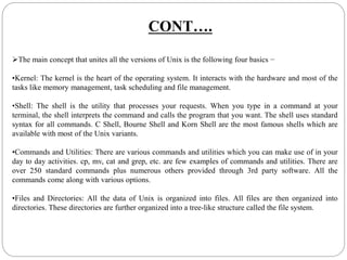 Unix ppt | PPTX | Operating Systems | Computer Software and Applications