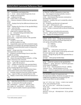 Unix reference sheet | PDF