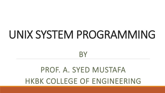 Unix system programming | PPT