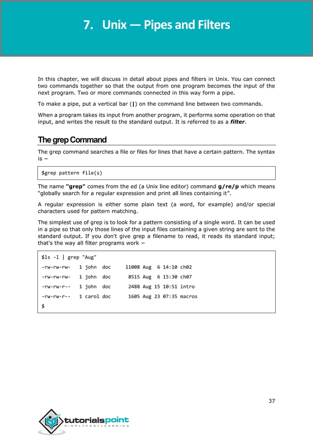Unix tutorial | PDF | Operating Systems | Computer Software and Applications