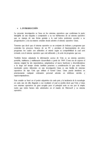 Unix y linux caracteristicas principales | DOCX
