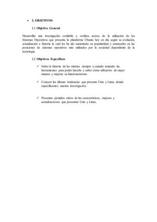 Unix y linux caracteristicas principales | DOCX