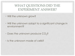 Unknown specimen powerpoint | PPTX | Biological Sciences | Science