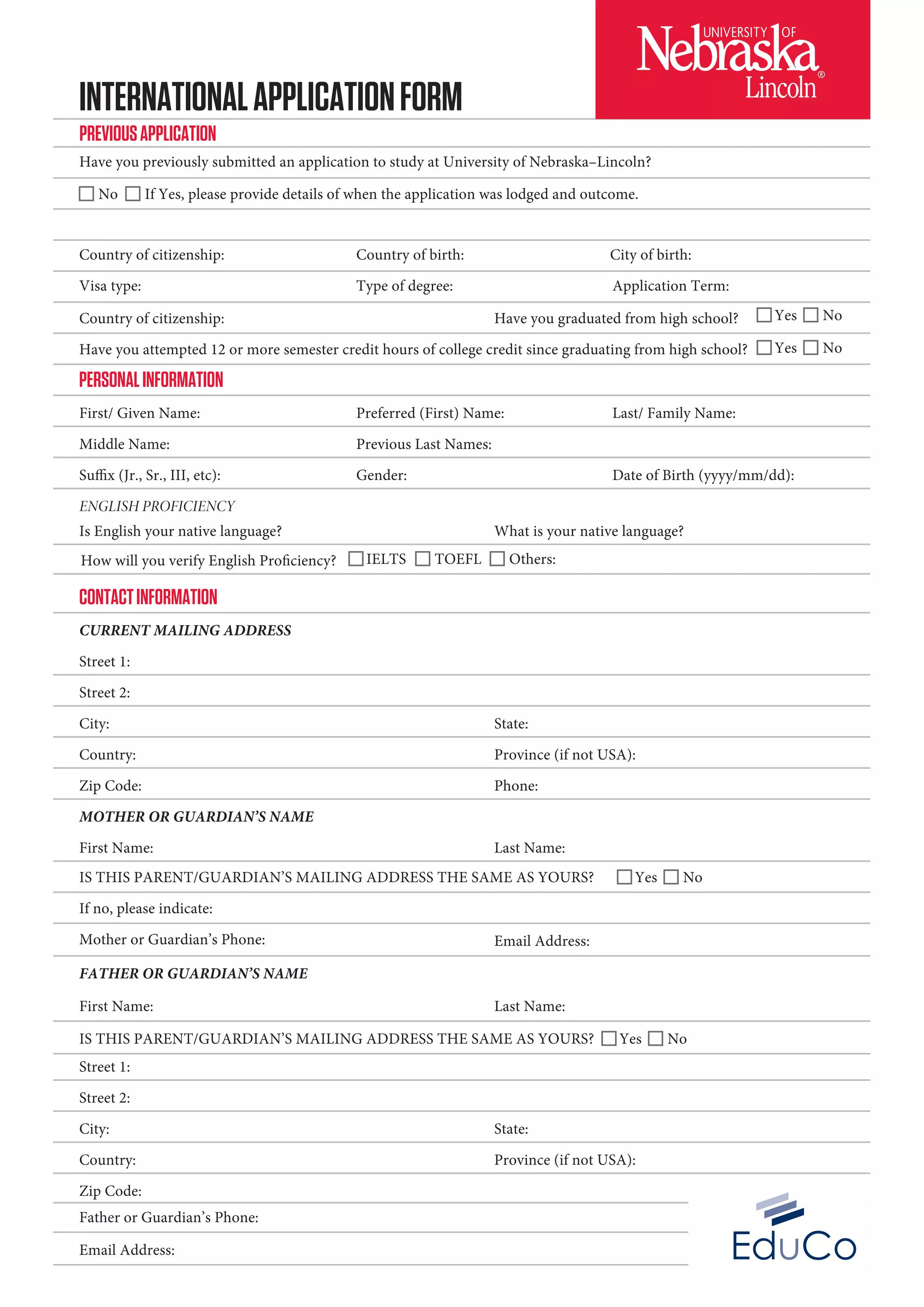 University of Nebraska Lincoln application for_admission_ug (1) | PDF