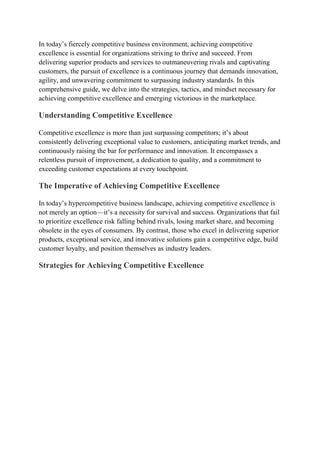 Unleashing Competitive Excellence: Strategies for Thriving in Today's ...