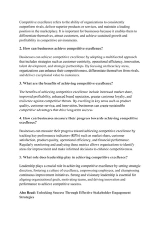 Unleashing Competitive Excellence: Strategies for Thriving in Today's ...