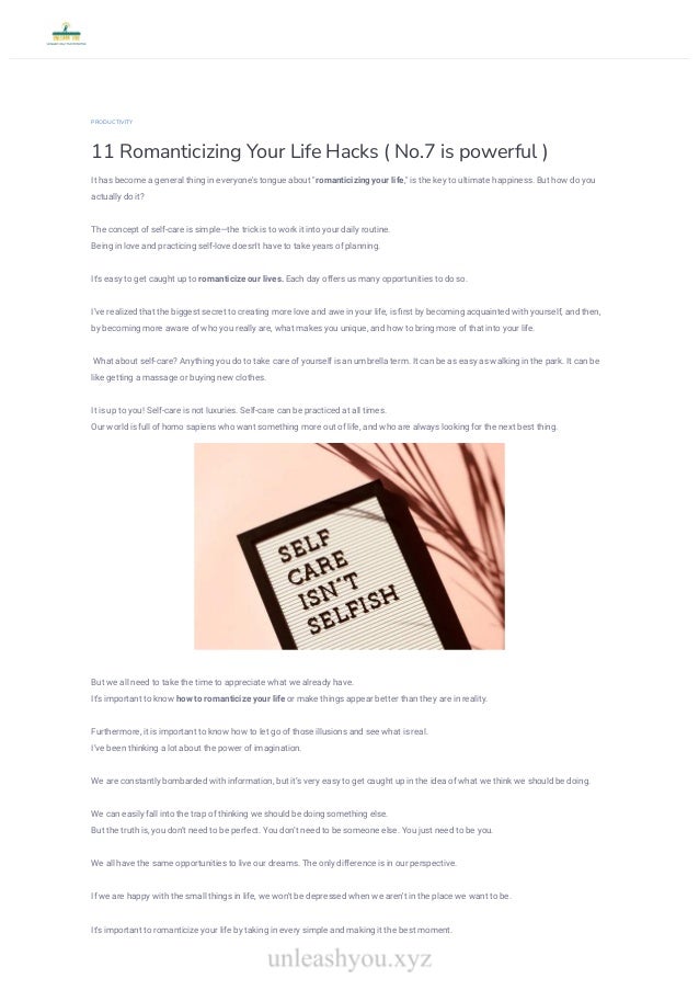 11 Romanticizing your Life Hacks | Unleash You | PDF