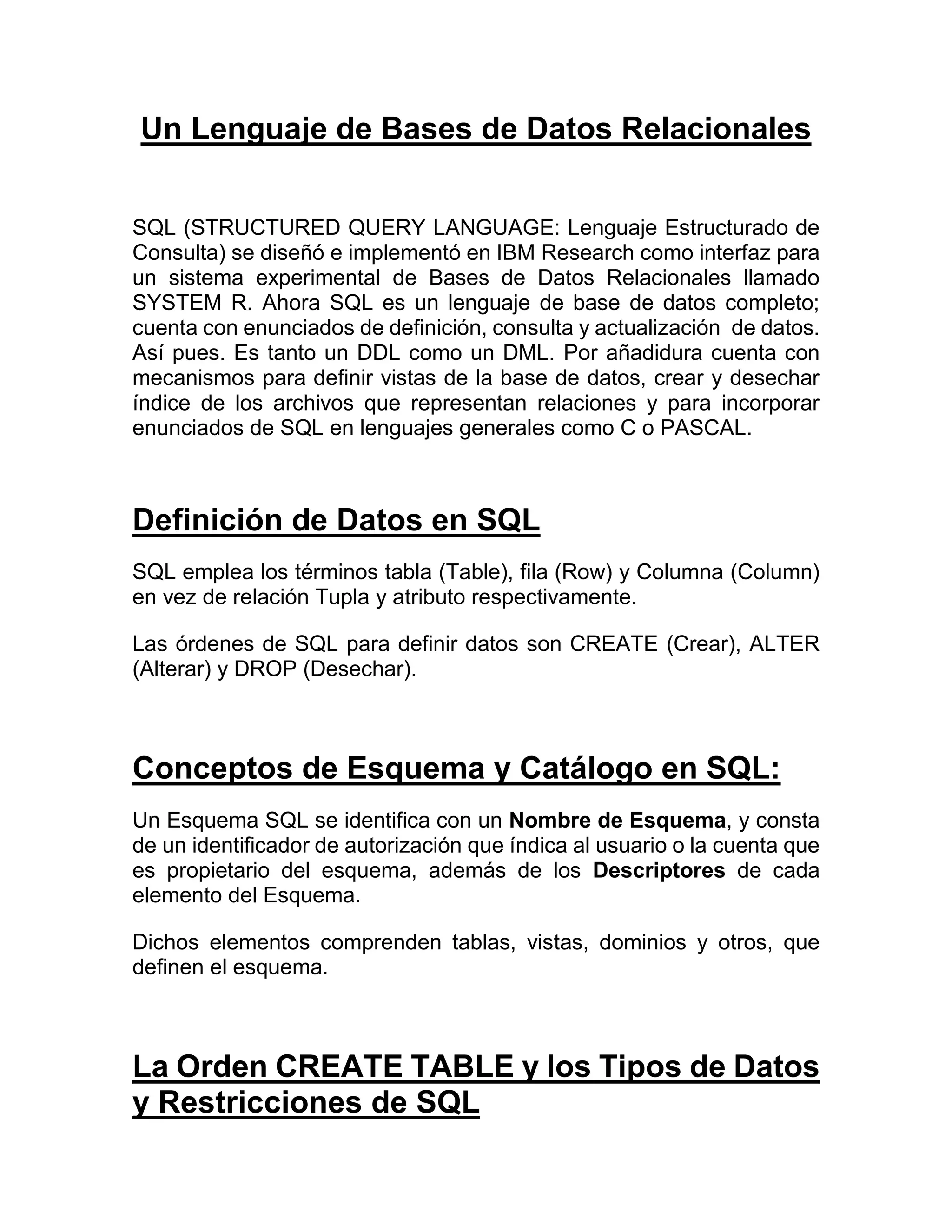 Un lenguaje de bases de datos relacionales | PDF