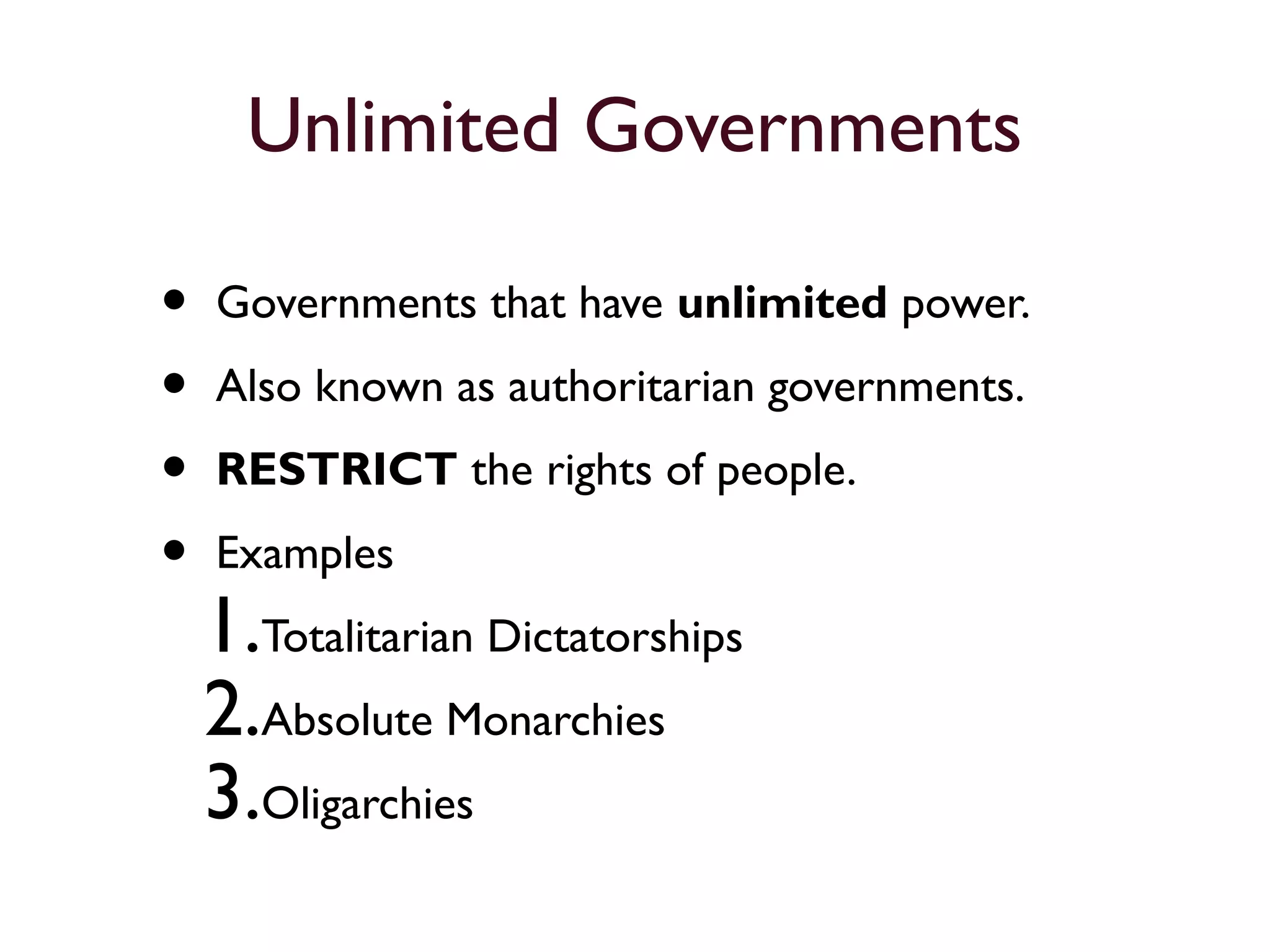 Unlimited and Limited Governments presentation | PPT