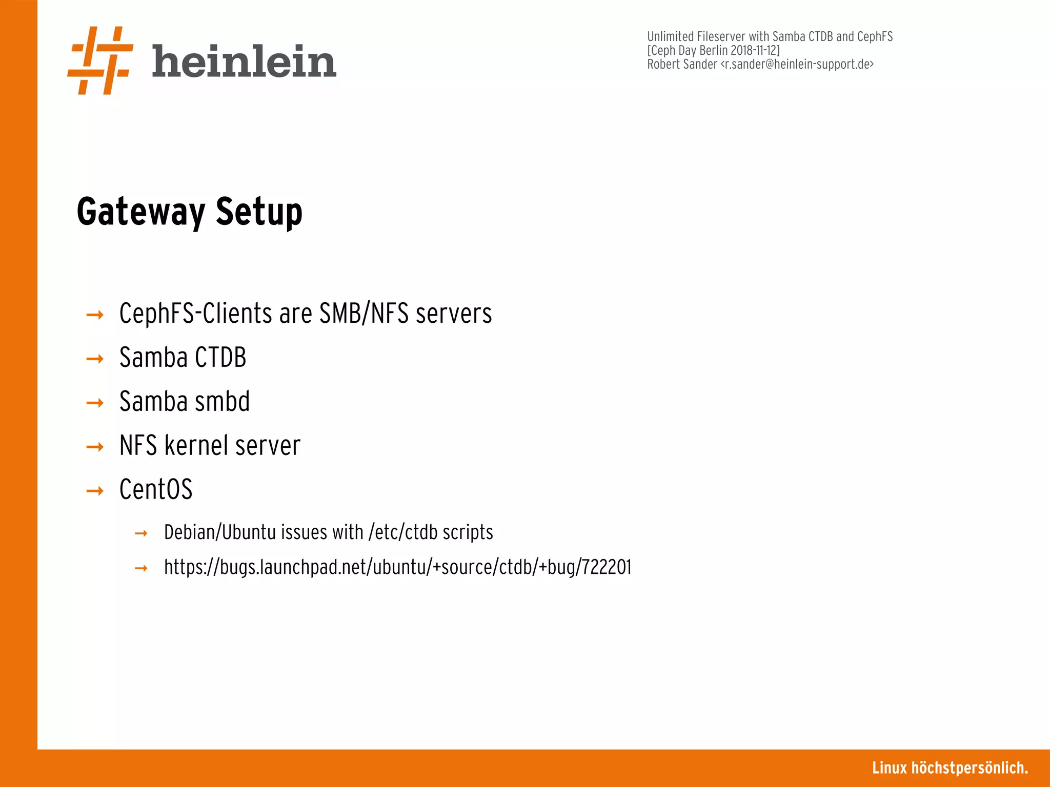 CEPH DAY BERLIN - UNLIMITED FILESERVER WITH SAMBA CTDB AND CEPHFS | PDF | Operating Systems ...
