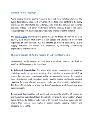 Unlock Accessibility: How Audio Tagging Services Enhance UX | PDF
