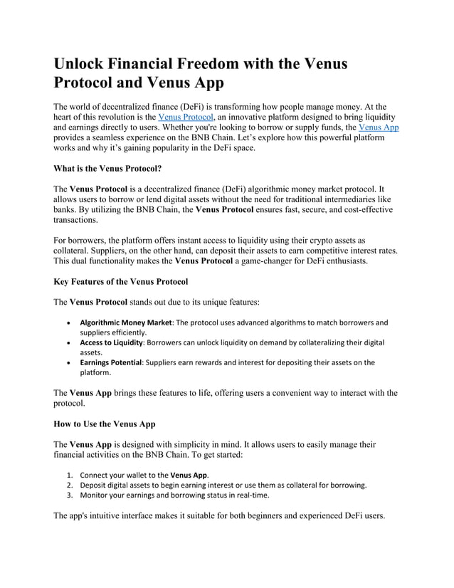 Unlock Financial Freedom with the Venus Protocol and Venus App.pdf