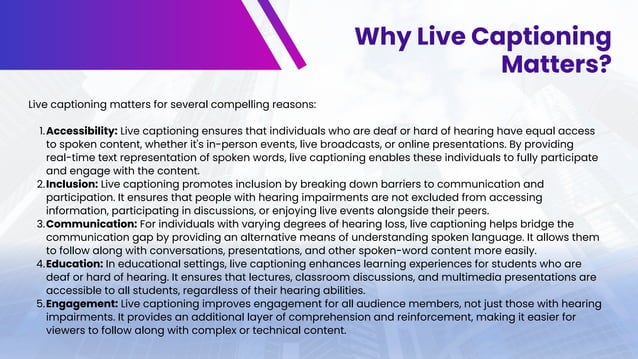 Unlocking Accessibility: Live Captioning Services | PDF