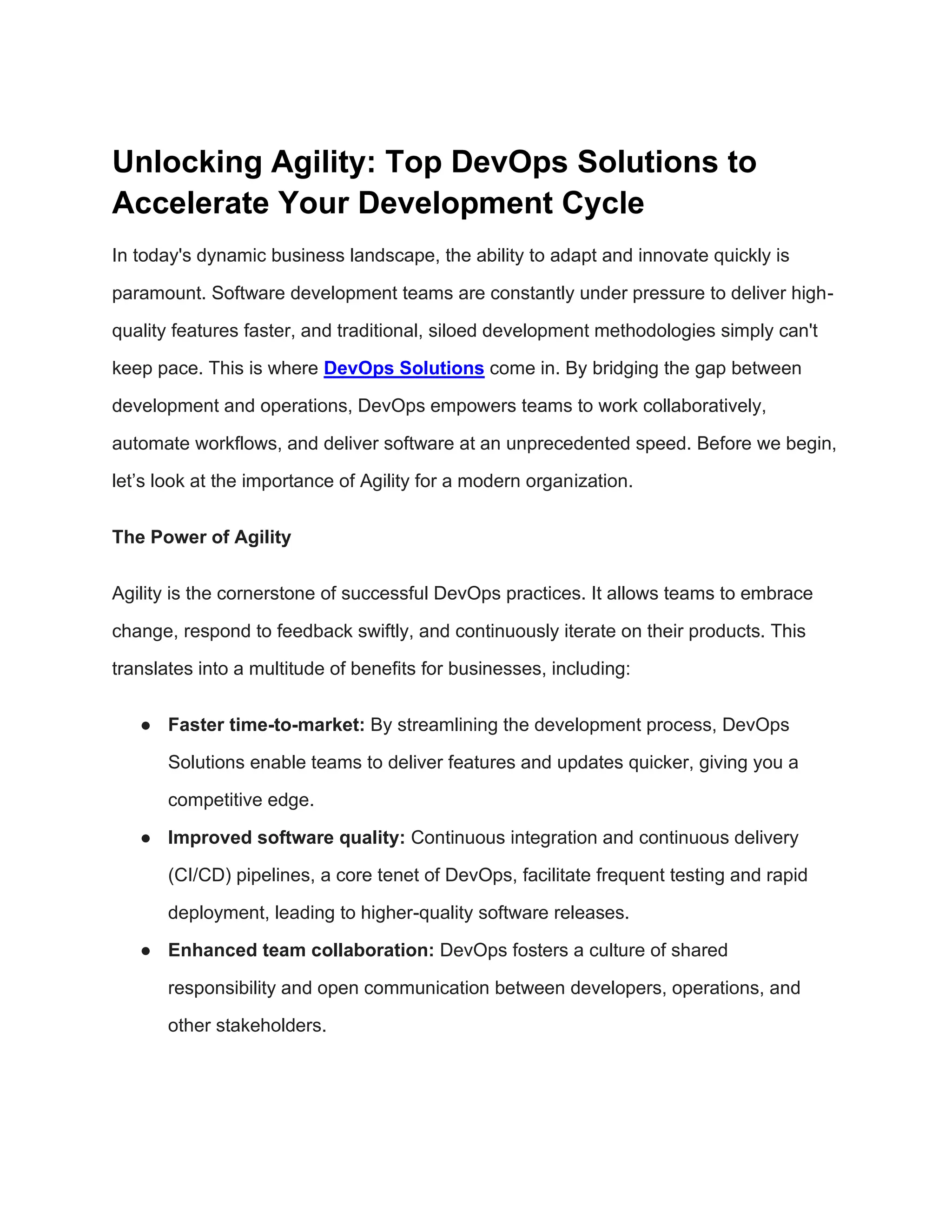Unlocking Agility: Top DevOps Solutions to Accelerate Your Development ...