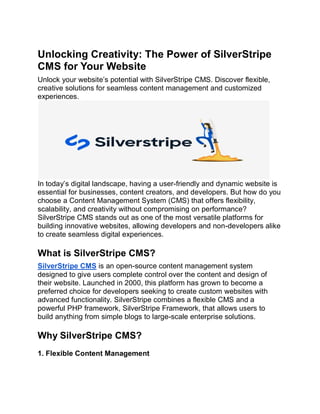 Unlocking Creativity: The Power of SilverStripe CMS for Your Website | PDF | Web Development ...