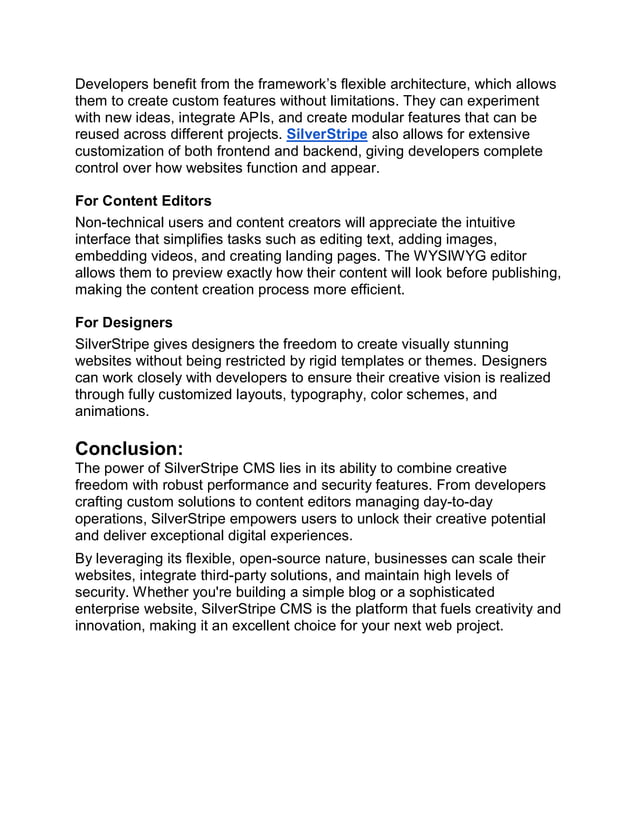 Unlocking Creativity: The Power of SilverStripe CMS for Your Website | PDF