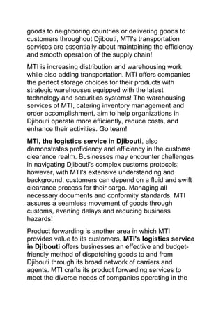 Unlocking Djibouti's Potential: The Role of MTI in Revolutionizing Logistic Services | PDF