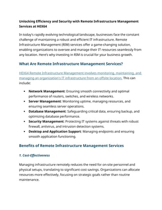Unlocking Efficiency and Security with Remote Infrastructure Management Services at HEX64.docx