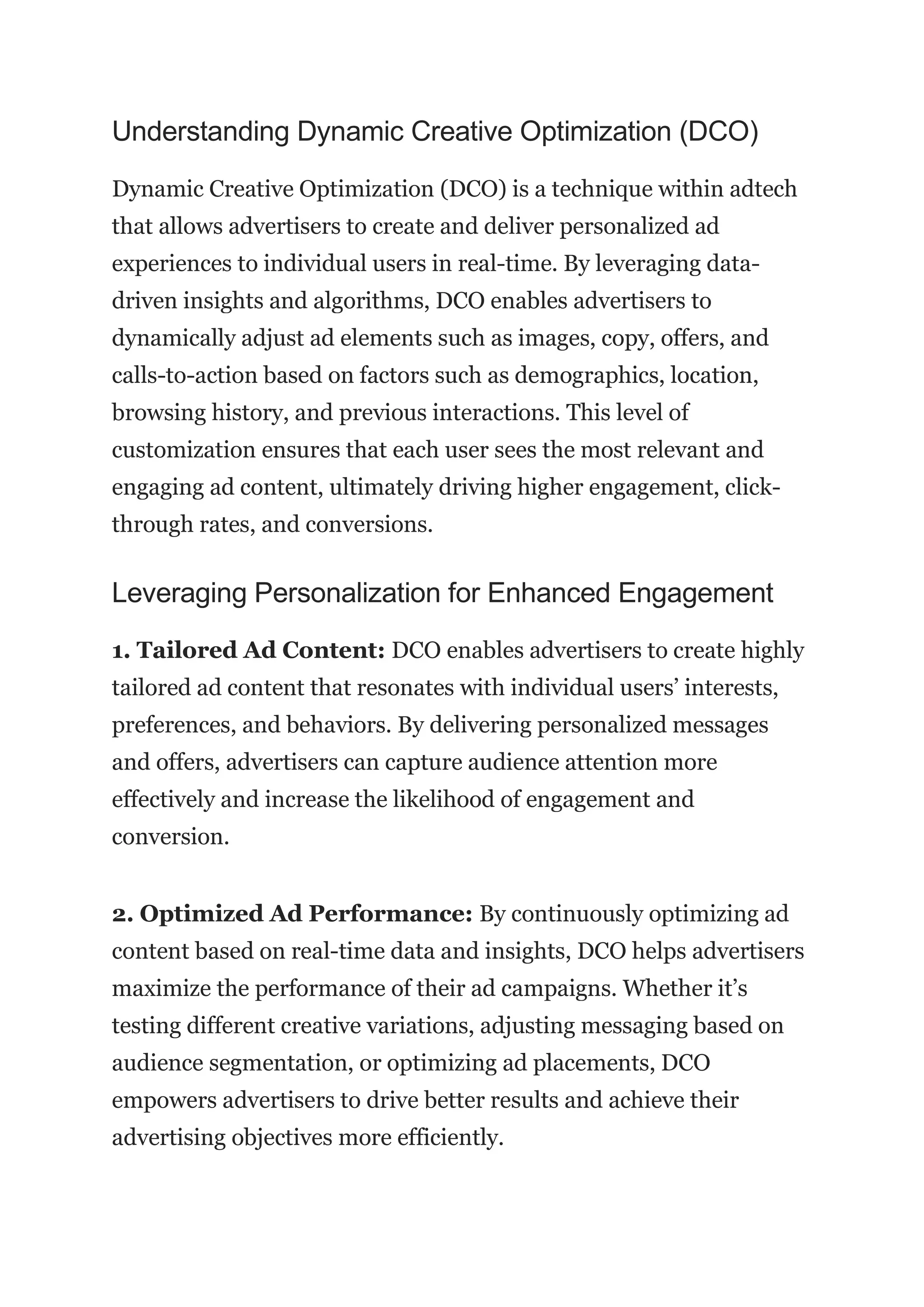 Unlocking Engagement: Dynamic Creative Optimization & Personalization | PDF