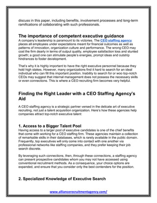 Unlocking Executive Talent The Role of a CEO Staffing Agency in Your ...