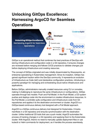 Unlocking GitOps Excellence Harnessing ArgoCD for Seamless Operations | PDF
